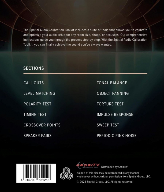 Spatial Audio Calibration Toolkit Calibration Disc for Dolby Atmos ...