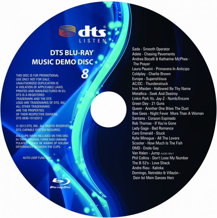 DTS BLU-RAY MUSIC DEMO DISC 8|DTS-DEMO|DTS Demo Discs