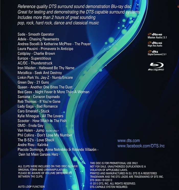 DTS BLU-RAY MUSIC DEMO DISC 8|DTS-DEMO|DTS Demo Discs