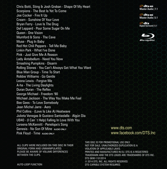 DTS BLU-RAY MUSIC DEMO DISC 10|DTS-DEMO|DTS Demo Discs