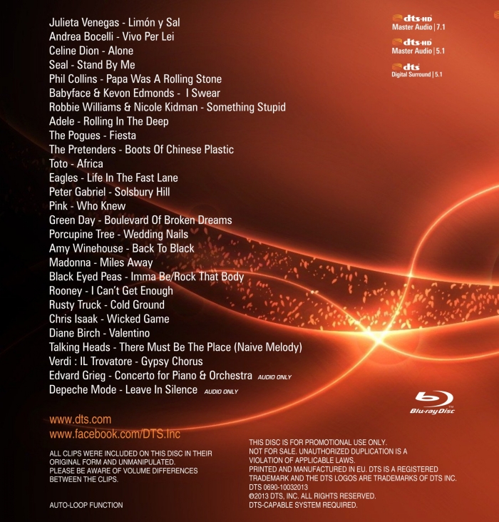 DTS BLU-RAY MUSIC DEMO DISC 2|DTS-DEMO|DTS Demo Discs