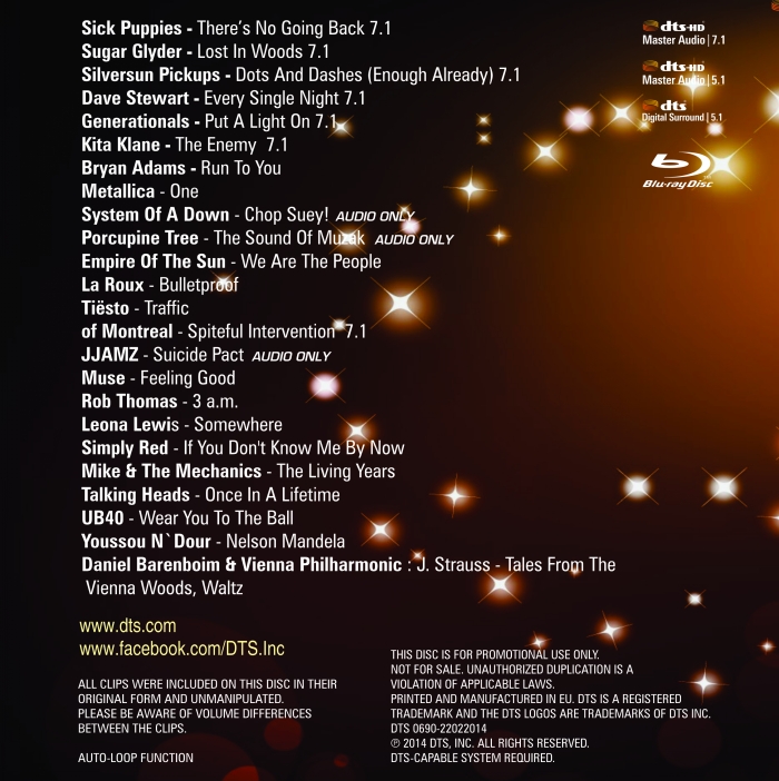 DTS BLU-RAY MUSIC DEMO DISC 11|DTS-DEMO|DTS Demo Discs