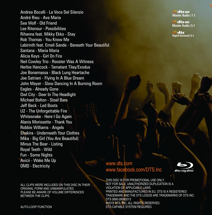 DTS BLU-RAY MUSIC DEMO DISC 6|DTS-DEMO|DTS Demo Discs