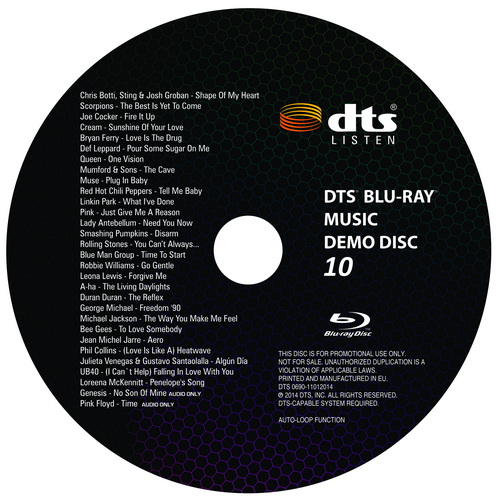 DTS BLU-RAY MUSIC DEMO DISC 10|DTS-DEMO|DTS Demo Discs